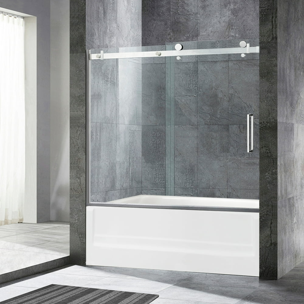 Woodbridge Deluxe Frameless Sliding Tub Door 5 16 Clear Tempered Glass