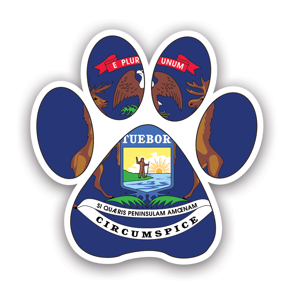 Michigan State Paw Print Shaped Sticker Decal - Self Adhesive Vinyl ...