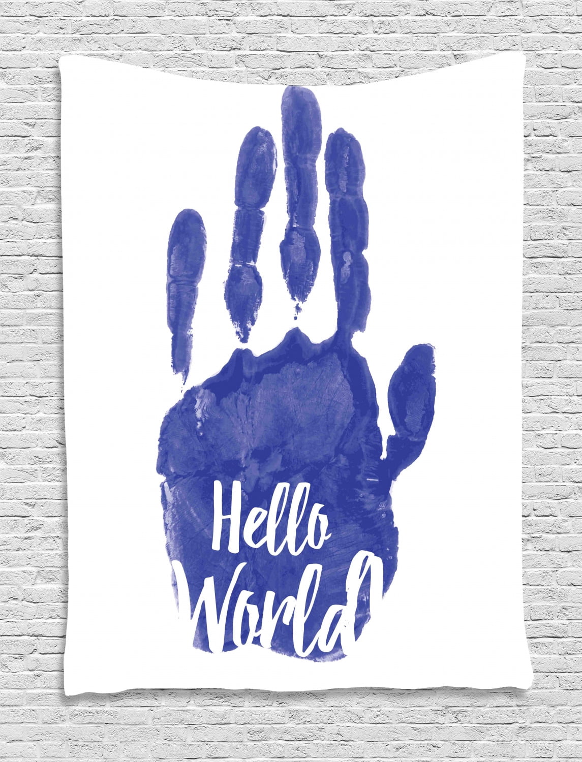 Hello World Tapestry, Lettering in Watercolor Effect Hand Print ...