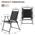 Walsunny Folding Patio Dining Chairs Set of 4, Black Metal Sling Chairs ...