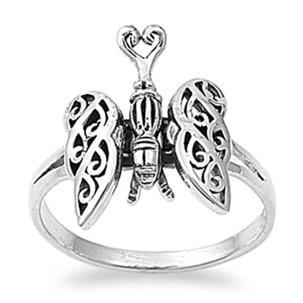 Celtic Knot Winged Butterfly Heart Ring .925 Sterling Silver Band ...