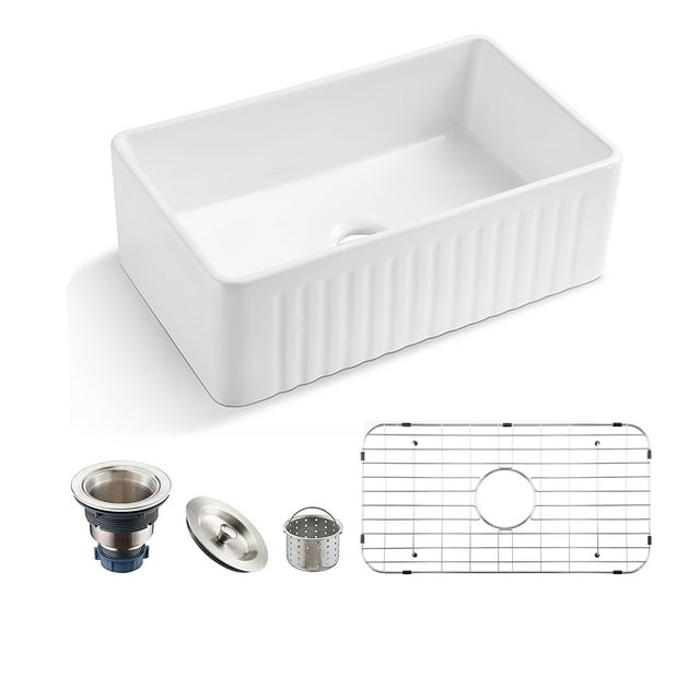 MEJE 30x18 inch Undermount Farmhouse Kitchen Sinks Cearmic Single Bowl ...