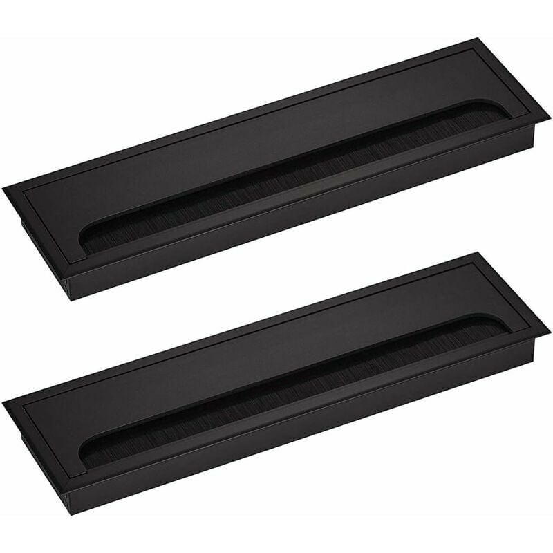 Black Aluminum Cable Cover 80x280mm Set of 2 Rectangular Wire Organizer ...