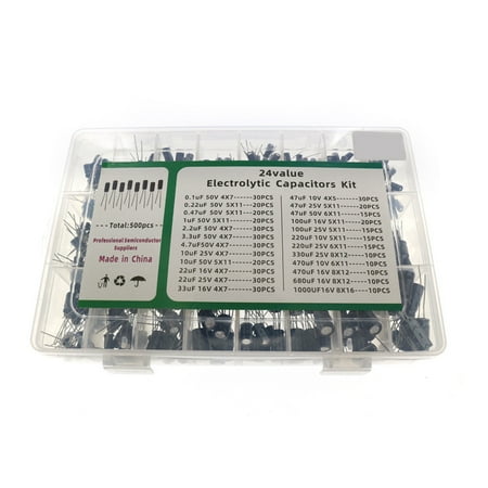 500PCS/Box Aluminum Electrolytic Capacitor Circuit Assorted Box Manual ...