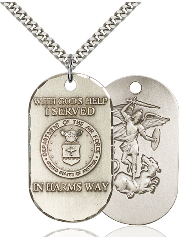Sterling Silver Air Force Pendant 1 1/2 x 7/8 inches with Heavy Curb ...