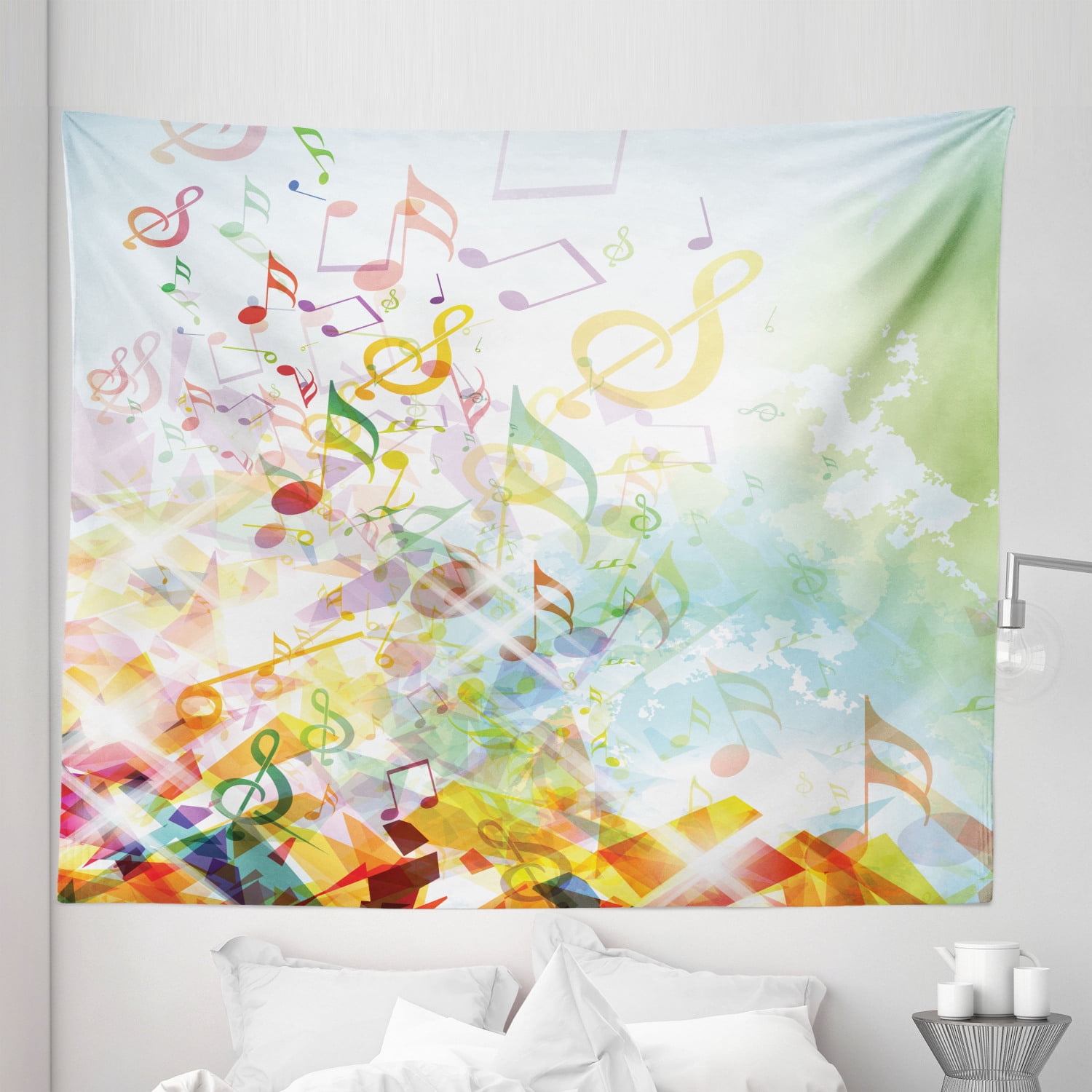 Music Note Tapestry, Pattern of Colorful Shattered Elements Geometric ...