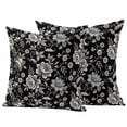 Damask Florals Pillow Covers 2 Pack Retro Flower Gray Ornate Vines Buds ...