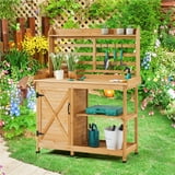 Yaheetech Large Outdoor Wooden 4-Layer Garden Potting Bench with ...