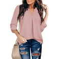 Fantaslook Women's Lightweight Chiffon Blouse, 3/4 Cuffed Sleeve, V ...
