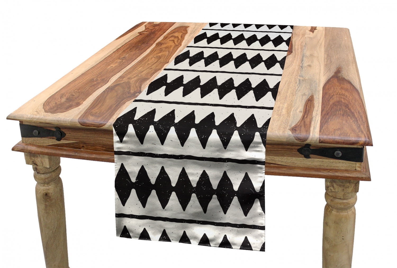 Chevron Table Runner, Retro Zigzag Pattern with Horizontal Stripes and ...