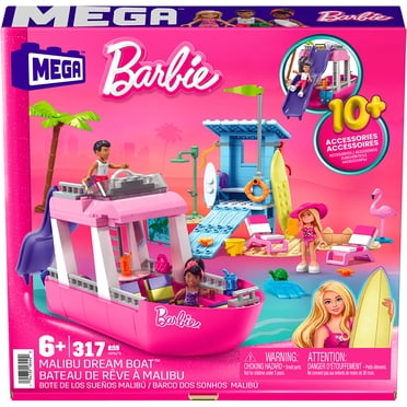 MEGA Barbie Malibu Dream House Building Toy with 2 Micro-Dolls (303 ...