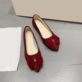 DYTTDG Women's Vintage Knit Flats | Bowknot Detail On Shallow Toe ...