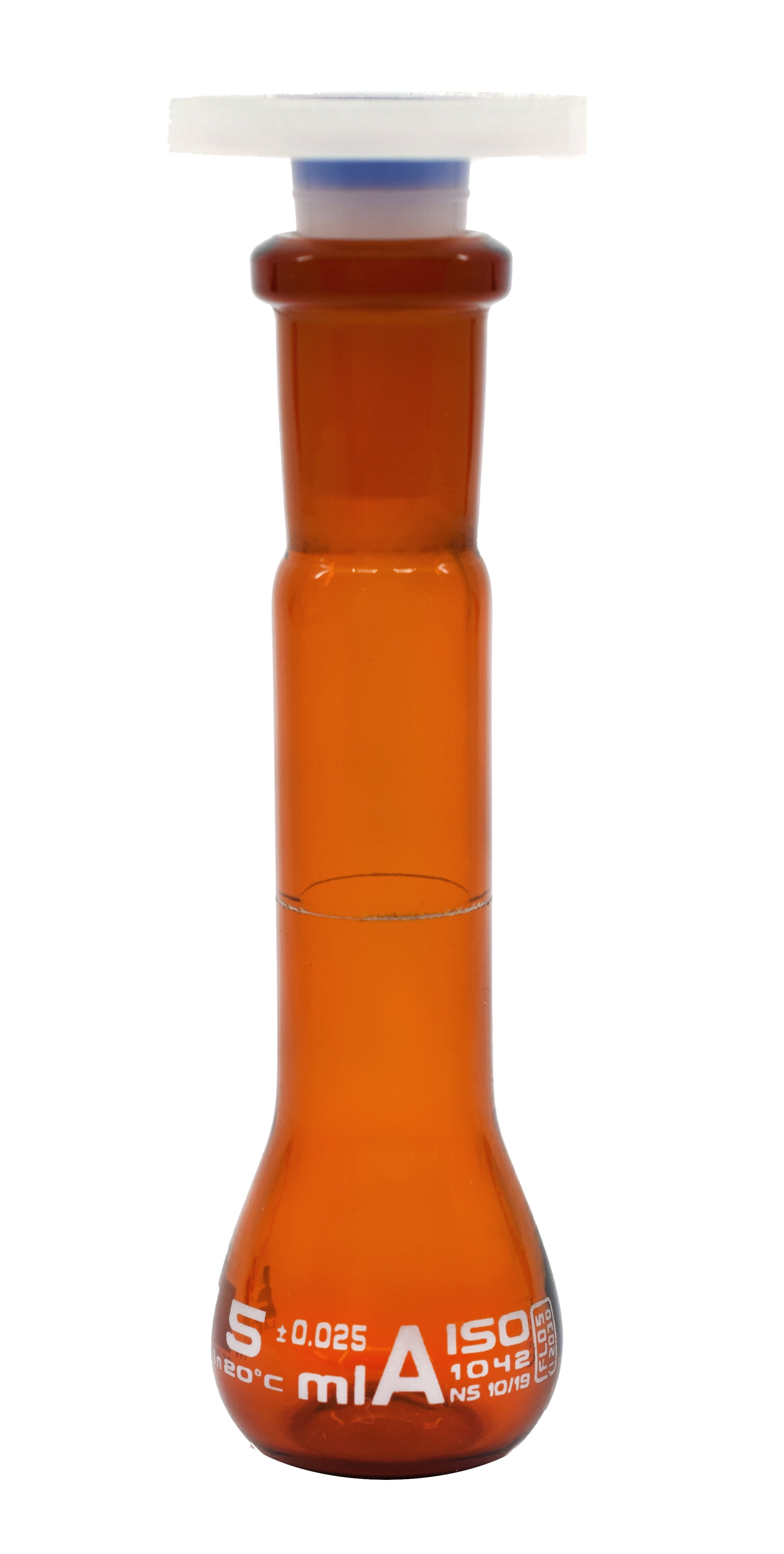 Volumetric Flask, 5ml - Amber - Fitted with 10/19 Polypropylene Stopper ...