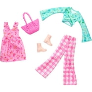 Barbie Fashion Doll Clothing Set, Satiny Party Dress with Ruffles and ...