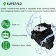SUPERFLO 600W Macerator Pump With 4 Water Inlets, Macerating Toilet Sewage Sump Pump For ...