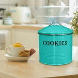 Blue Donuts Decorative Cookie Storage Tin with Metal Lid, Turquoise ...