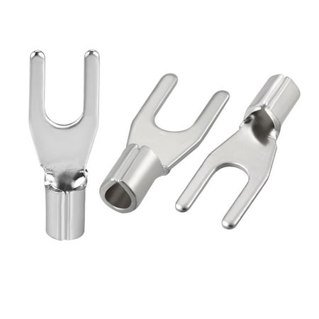 200x Fork Type Copper Non-Insulated Spade Terminals SNB1.25-3 for 22-16 ...
