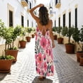 All-Over Print Backless Cross Strap Slip Dress, Loose A-Line Slim Fit ...