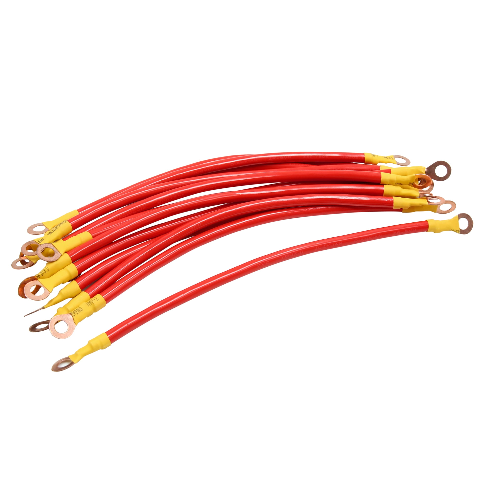 Unique Bargains 12pcs DC 12V 24V Red Universal Battery Wire Cable 24cm ...