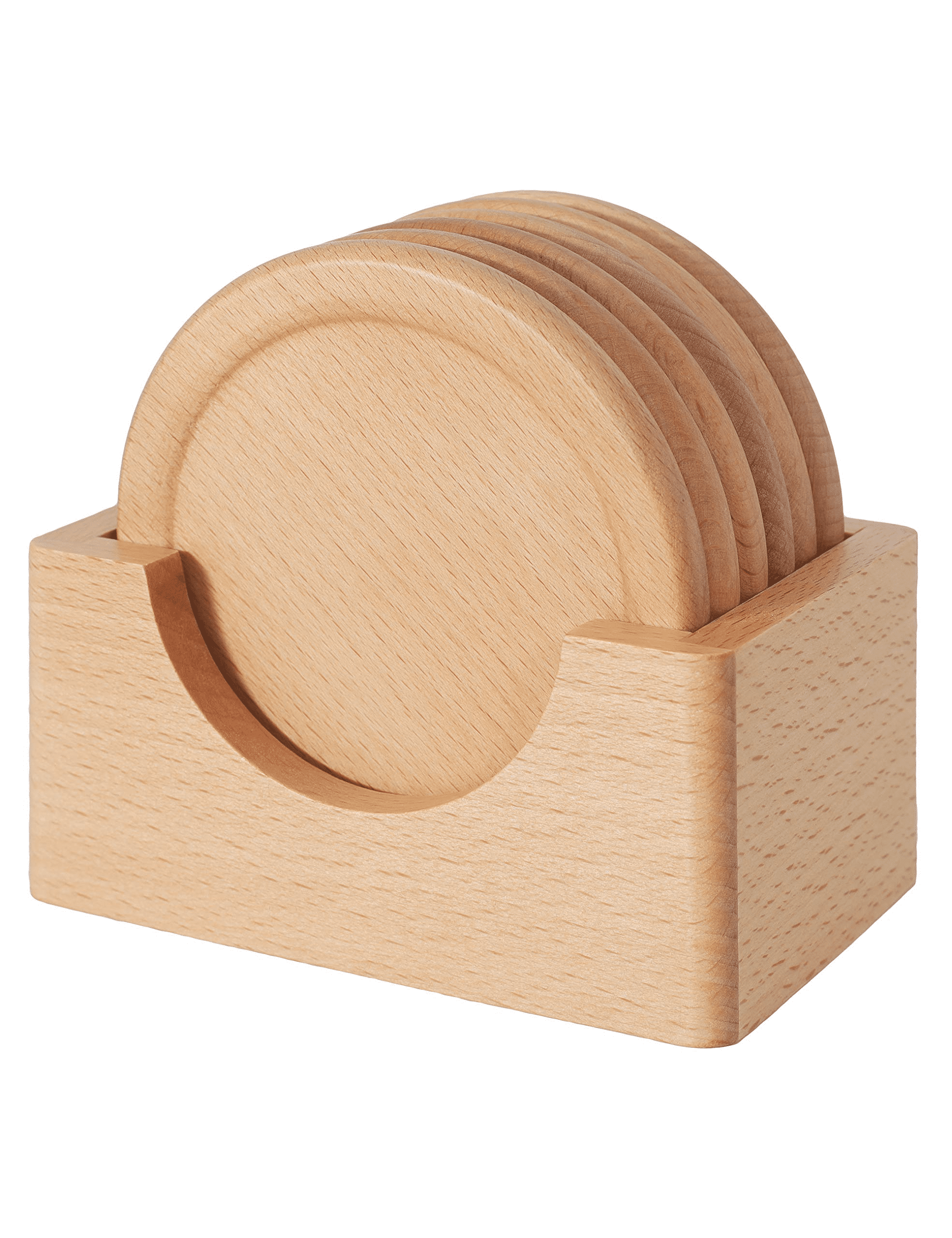 6 PCS Wood Coaster, Set Solid Wood Round Table Mat Heat Insulation Pad ...