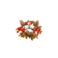 Autumn Harvest Festival Candle Ring Wreath - Faux Maple Leaf Berry ...