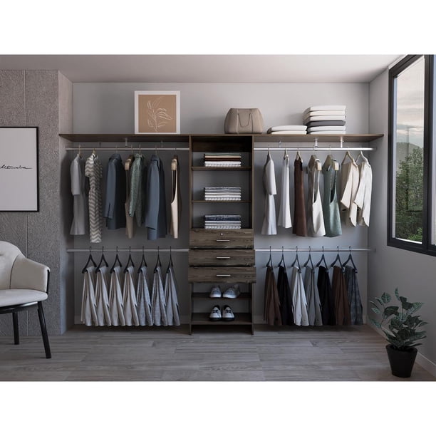Depot E-Shop Zamora 69"W - 118"W Closet System Dark Walnut - Walmart.com