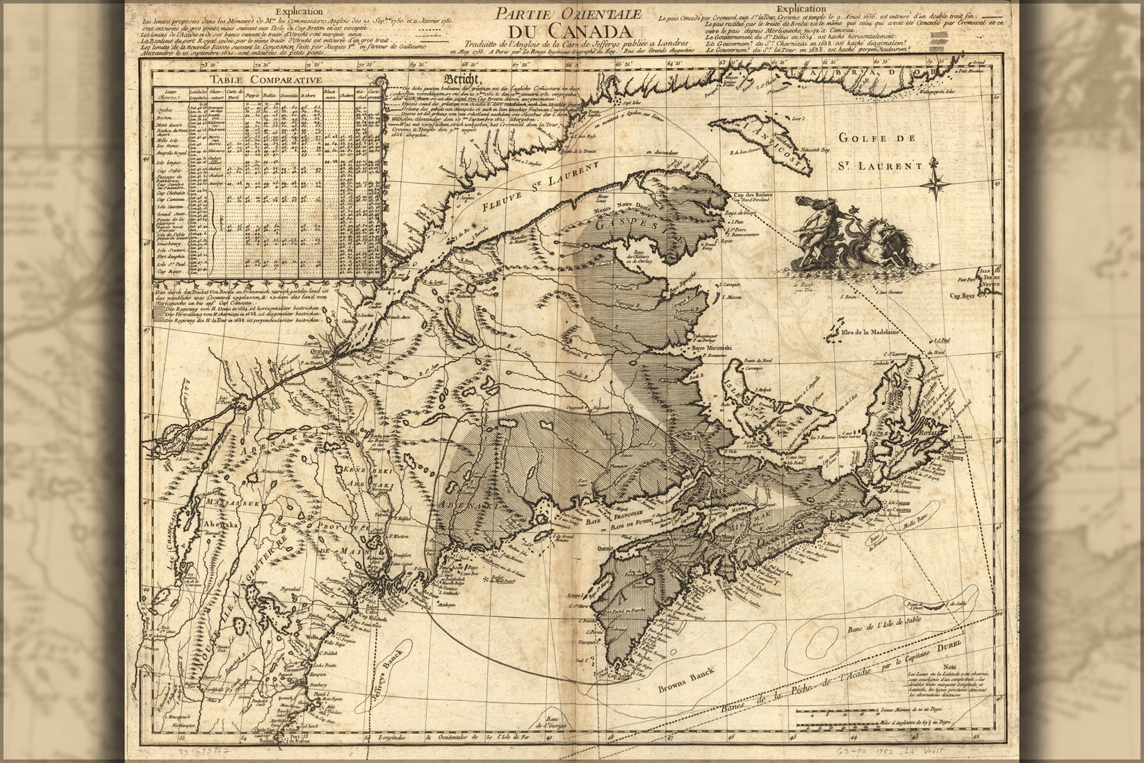 24"x36" Gallery Poster, map of eastern canada 1755 in french - Walmart.com