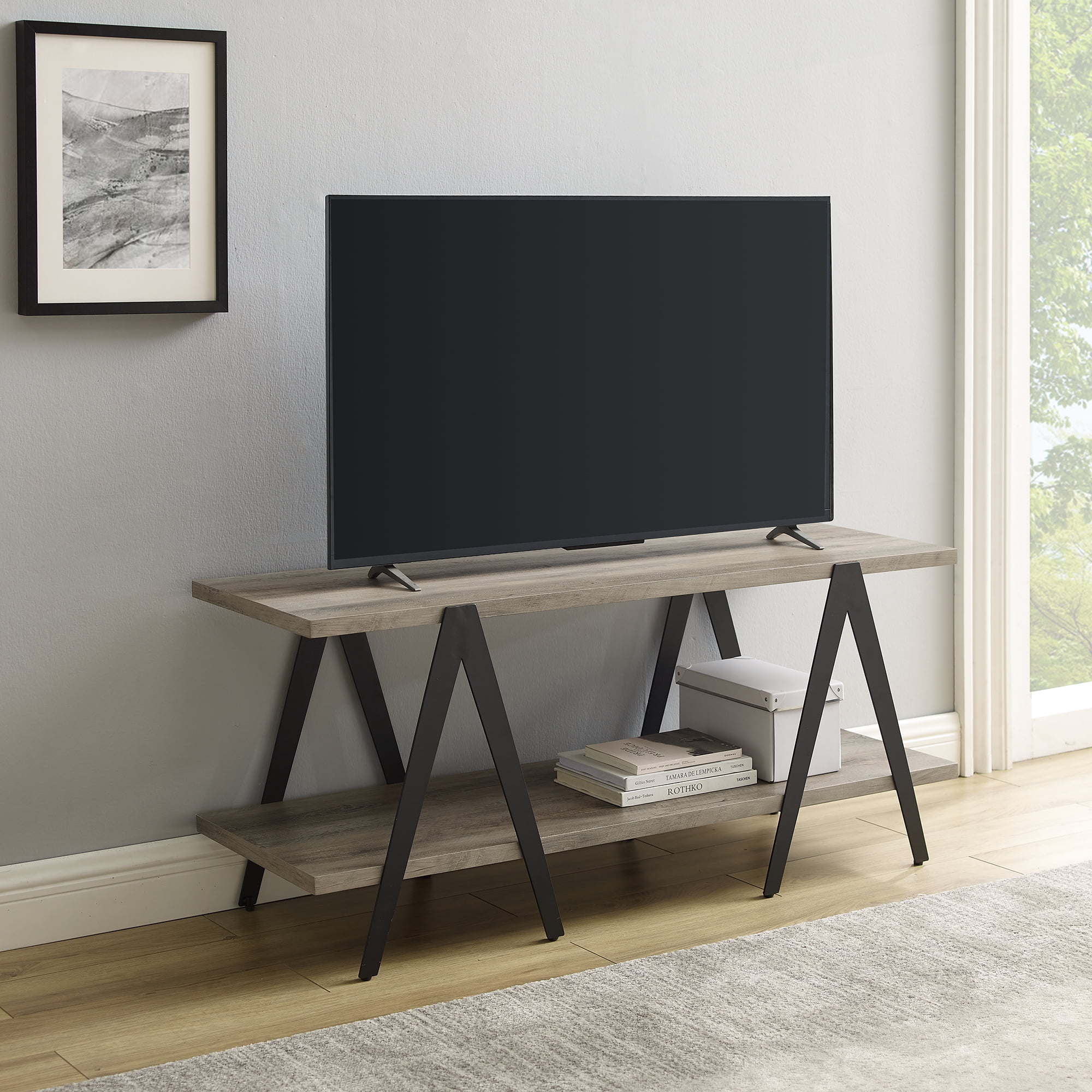 Manor Park Industrial A Frame TV Stand for TVs up to 55", Grey Wash ...