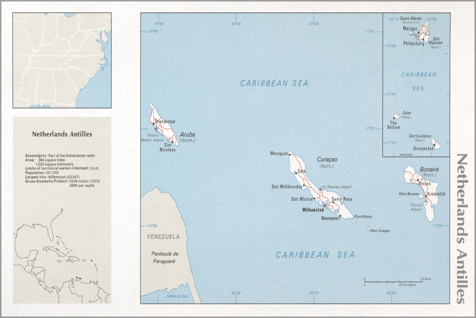 24"x36" Gallery Poster, cia map of Netherlands Antilles 1976 - Walmart.com
