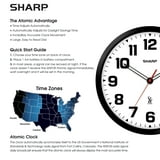 "Sharp 12"" Atomic Wall Clock, Battery Operated, Matte Black Modern ...