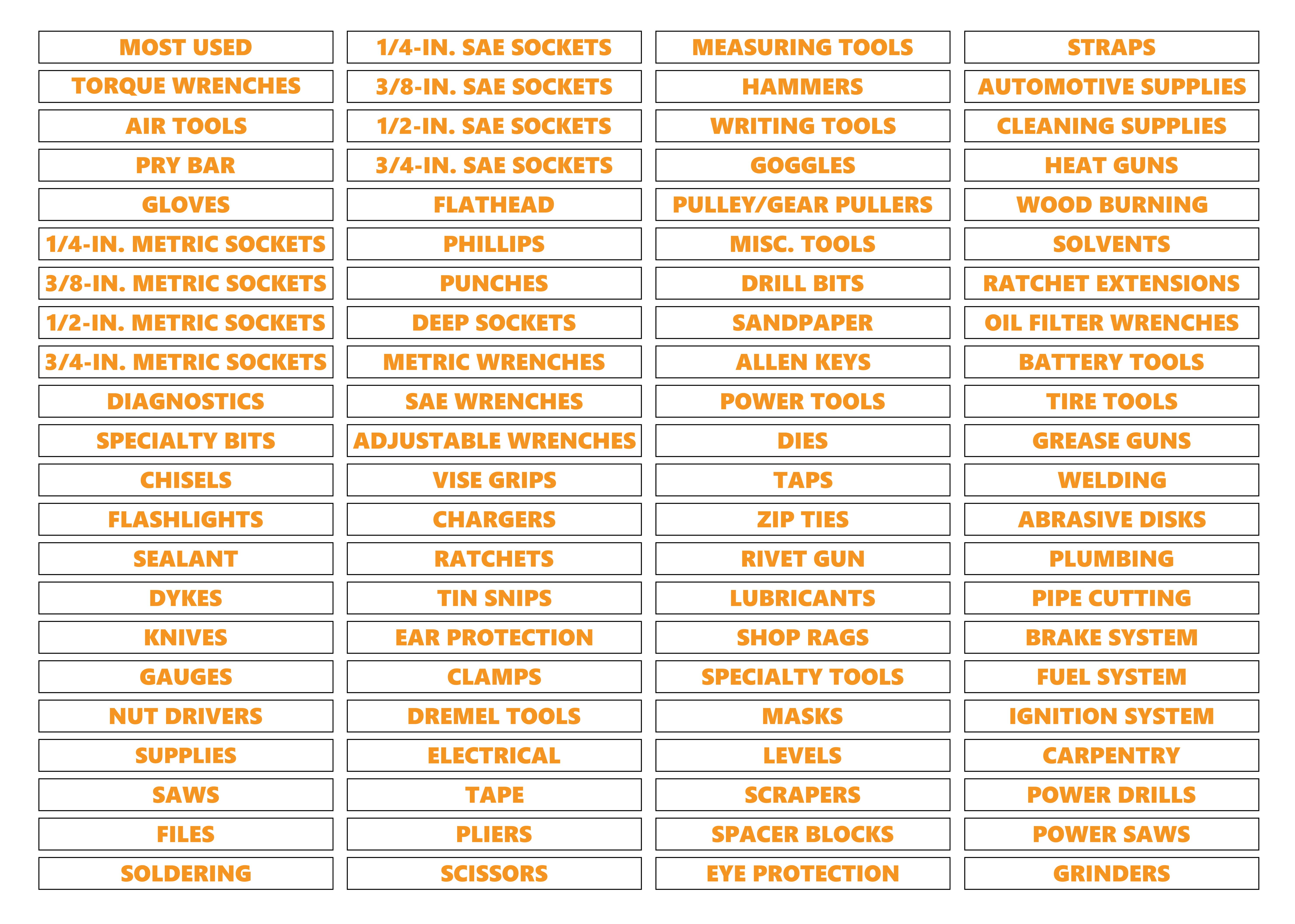Toolbox Organizational Magnetic Labels Premium Set by DCM Solutions ...