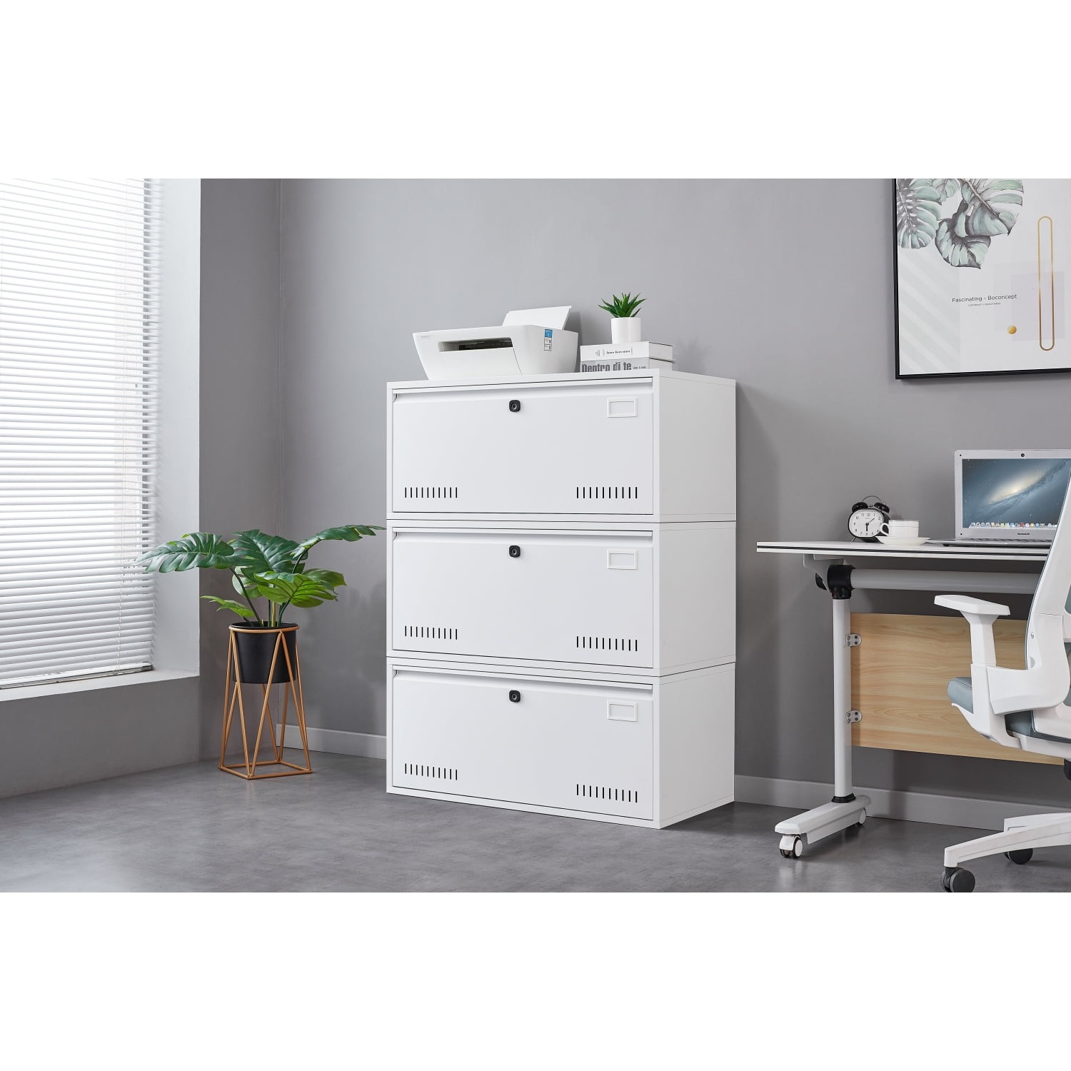 Holaki 1PC Biometric Fingerprint Lateral File Cabinet, Large Drawer ...