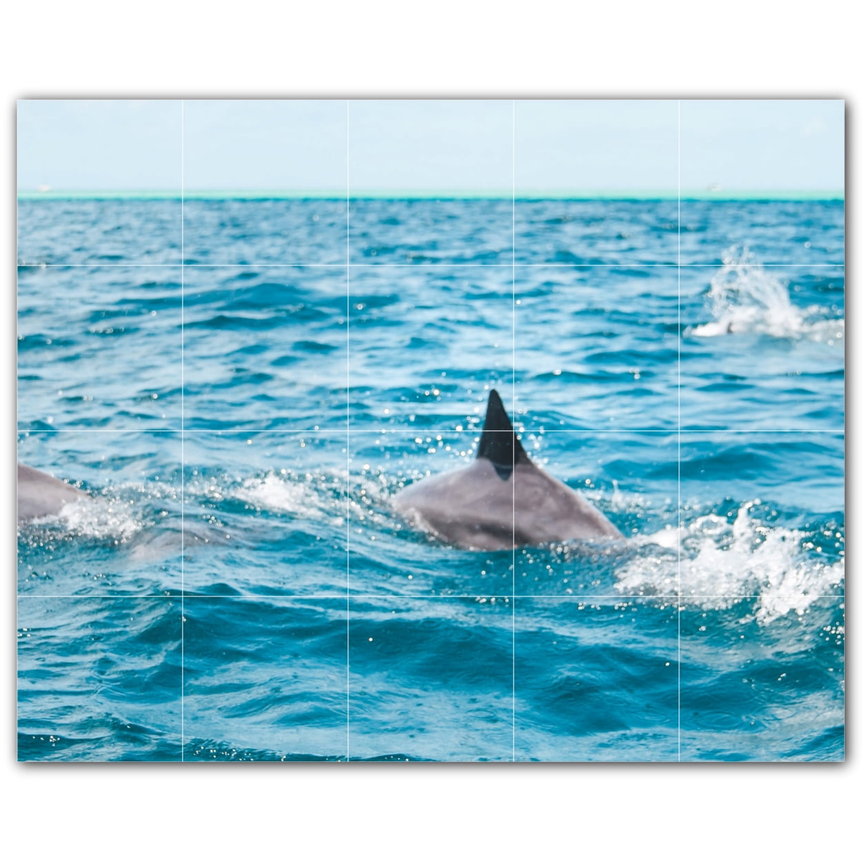 Picture-Tiles.com: Dolphin Ceramic Tile Wall Mural WAL500507-54XL. 60"W ...