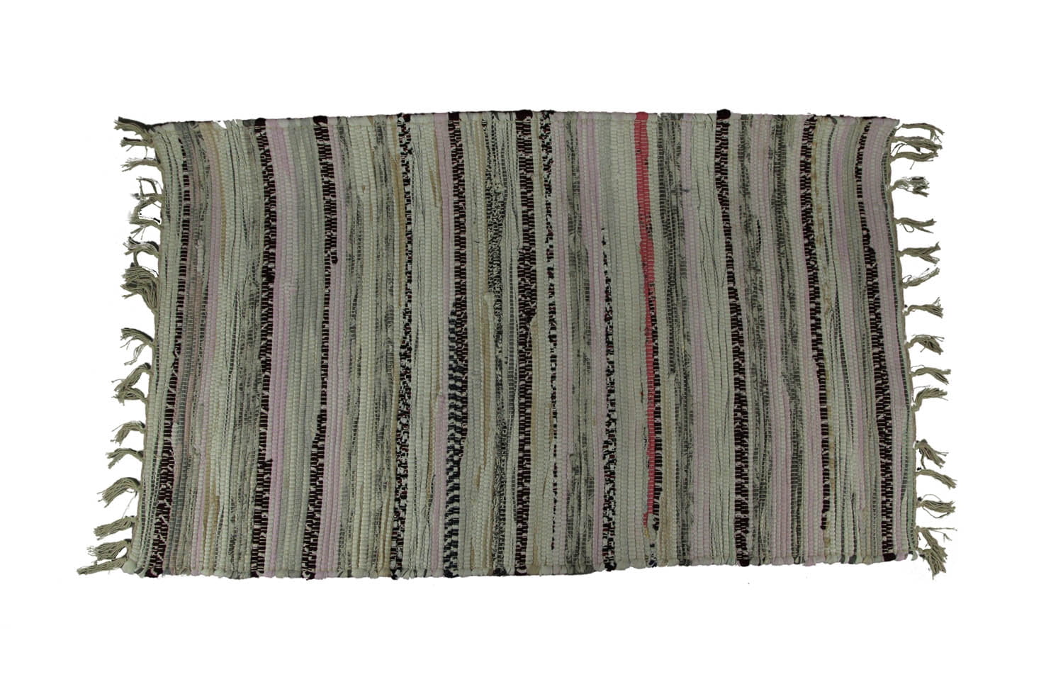 Zeckos Multicolored Cotton Chindi Rag Fringed Throw Rug - Walmart.com