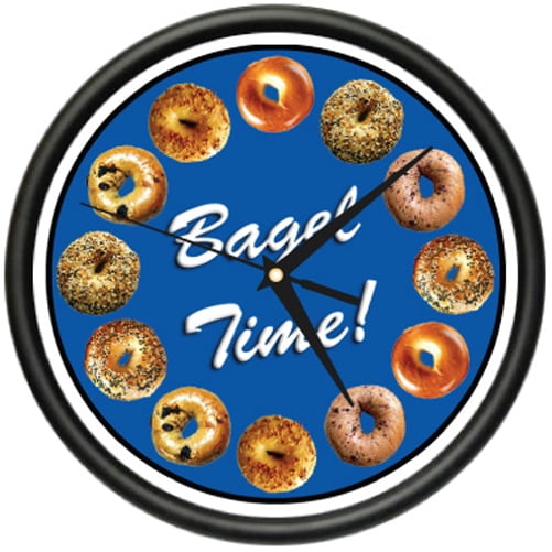 BAGEL Wall Clock shop store nyc hot fresh bagels sign - Walmart.com ...