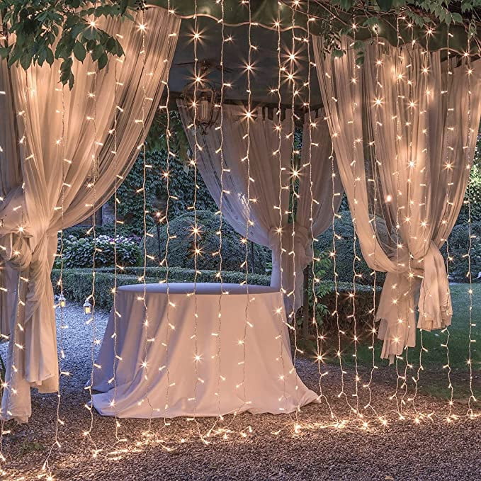 Rosnek Window Curtain String Lights, 300 LED 8 Lighting Modes Fairy ...