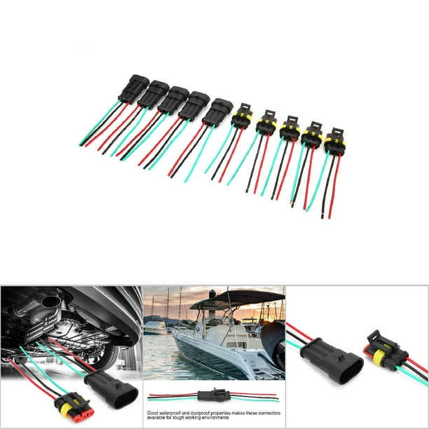 5 Sets 1/2/3 Pin Car Waterproof Electrical Connector Plug Socket Kit ...