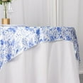 BalsaCircle White 72x72 in Satin Square Table Overlay Blue Floral ...