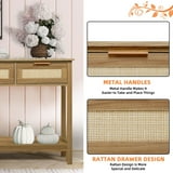 LAZZO Narrow Entryway Accent Storage Furniture, Rattan Console Table ...