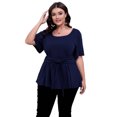 AURA Plus Size Women T Shirt Short Sleeve Round Neck Cotton Polyester ...