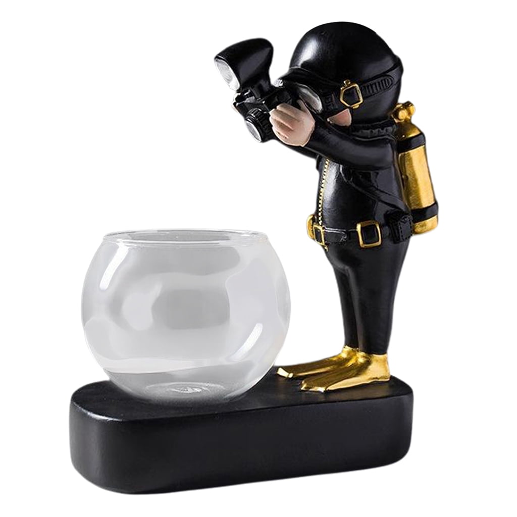 Plant Terrarium Transparent Glass Vase Astronaut Figurine Holder ...