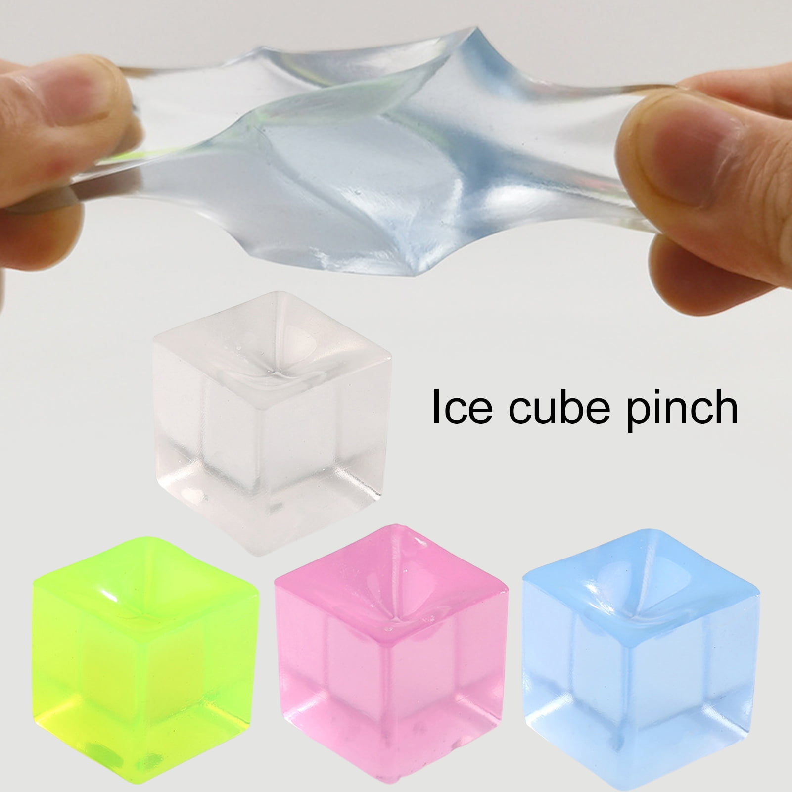 2Pcs Soft TPR Ice Cube Squeeze Toys - Transparent Square Cube Design ...