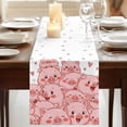 Cute Pigs Table Runner, Cartoon Animals Love Heart Washable Cotton ...
