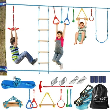 WFUN 50FT Ninja Warrior Weatherproof Outdoor Obstacle Course Kit for ...
