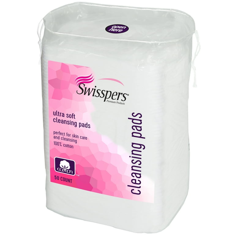 Swisspers Premium 100 White Cotton Cleansing Pads 50 Count