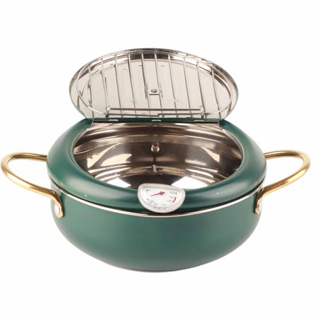 Tempura Deep Fryer Pot with Thermometer And Lid , Stainless Steel ...