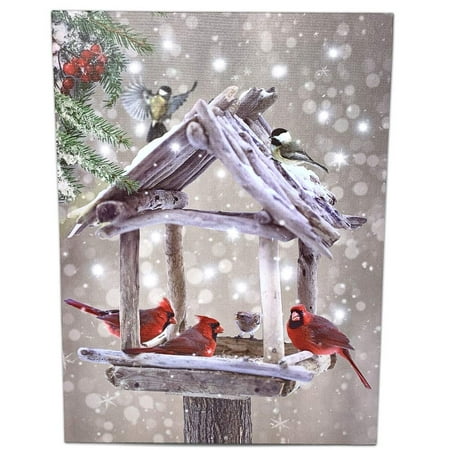 BANBERRY DESIGNS LED Cardinals Canvas Print Lighted Wall Art with ...