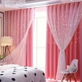 2pcs High Shading Hollow Star Double Curtains, Solid Color High Shading ...