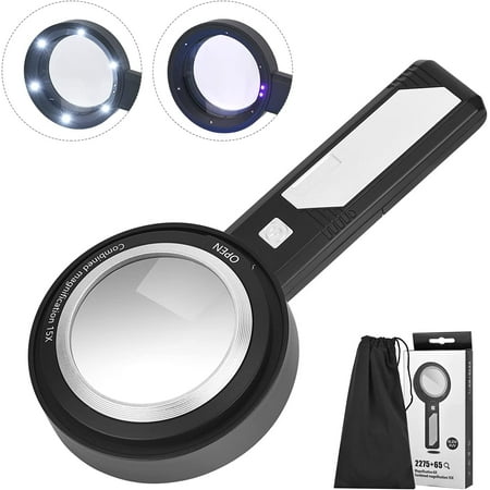 15x Magnifying Magnifier, Reading Magnifier with 6 LED Lights and 2 UV ...