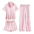 Mifsaly Kids Girls Pajama Set 3 Piece Soild Color Silk Satin Pjs ...